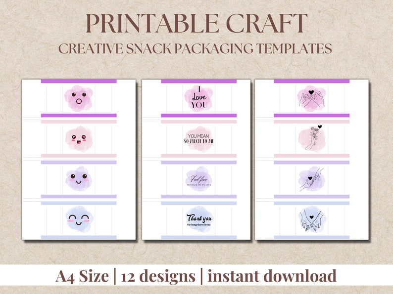 Paper Craft | Mini Snack Packaging | Printable Craft Activity - Etsy