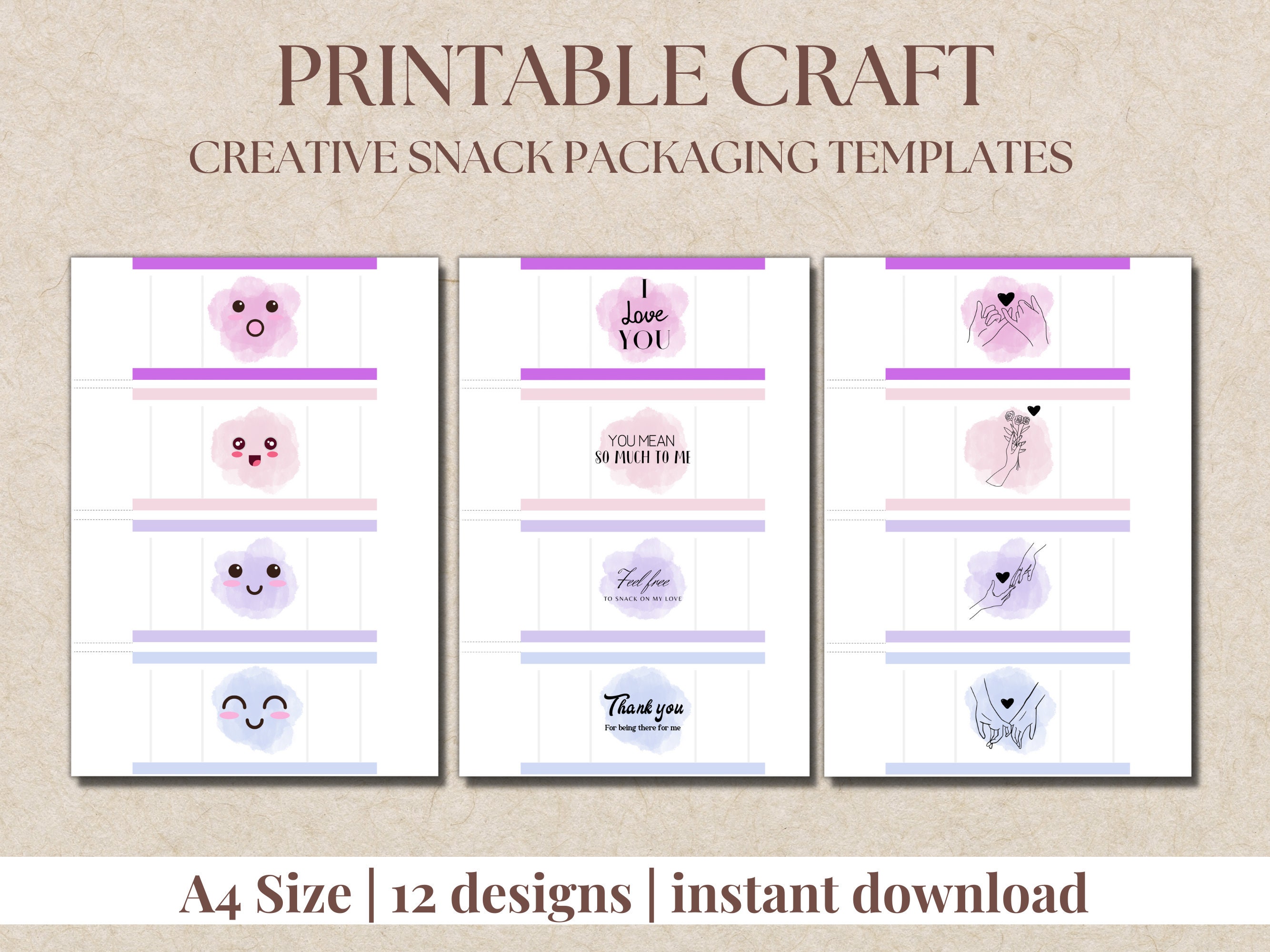 Paper Craft | Mini Snack Packaging | Printable Craft Activity - Etsy