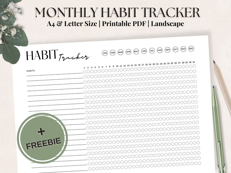 Printable Monthly Habit Tracker: Simple Routine Tracker to Create ...