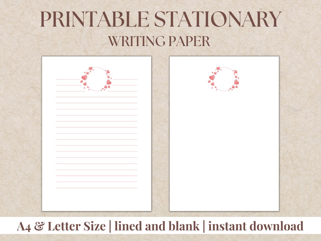 Printable Writing Paper A4 and Letter Size Simple Design - Etsy