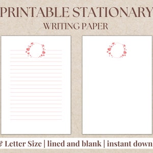 Printable Writing Paper, A4 and Letter Size, Simple Design - Etsy
