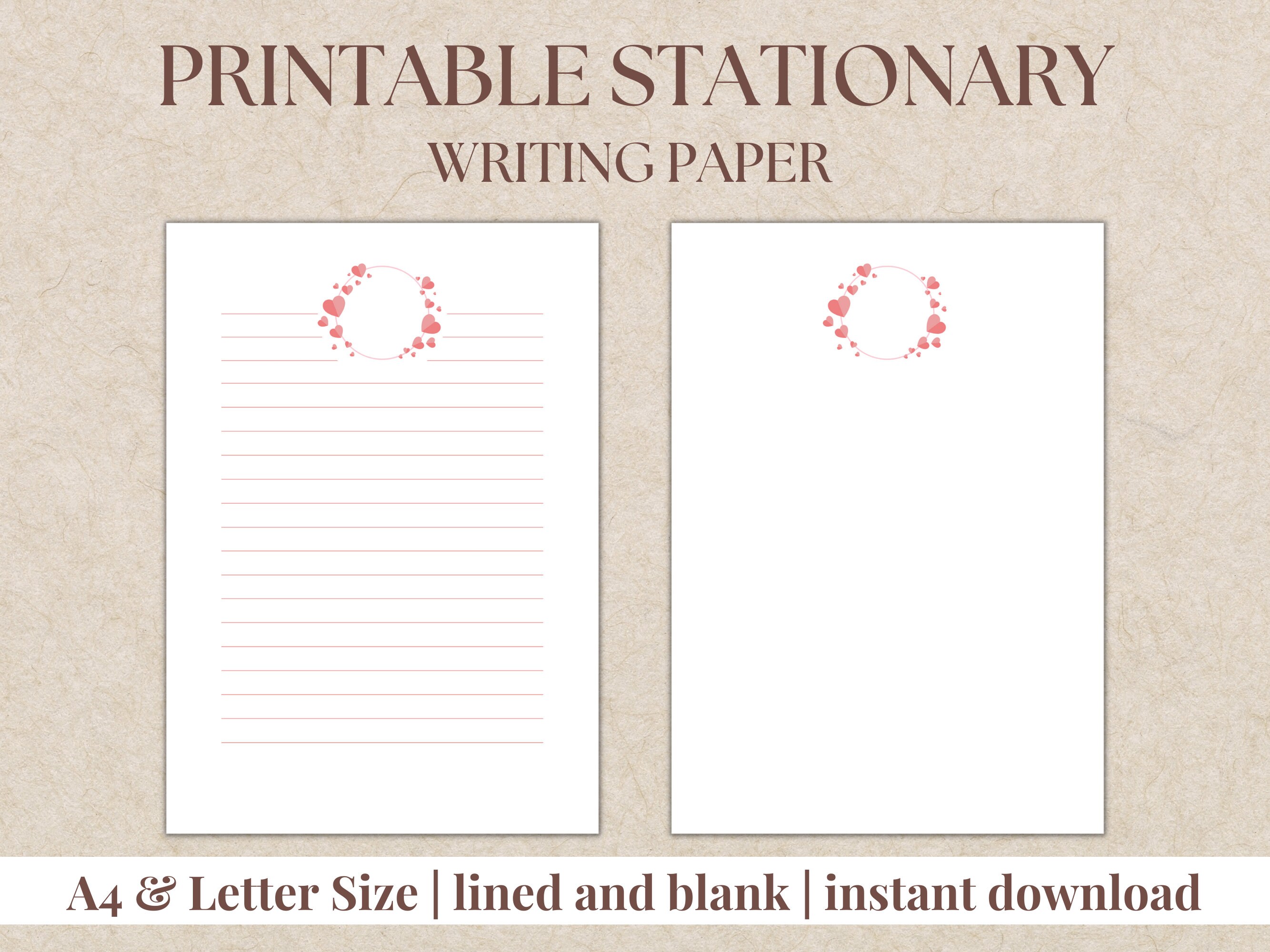 Printable Writing Paper, A4 and Letter Size, Simple Design - Etsy