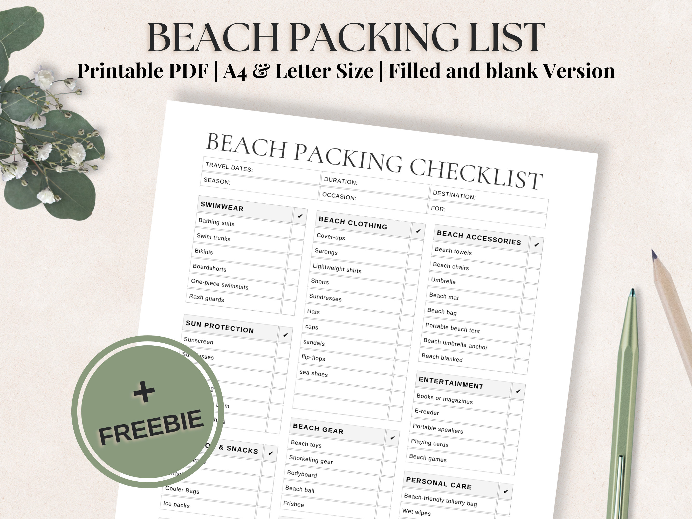 Beach Packing List Printable: Stress-free Summer Vacation With This ...