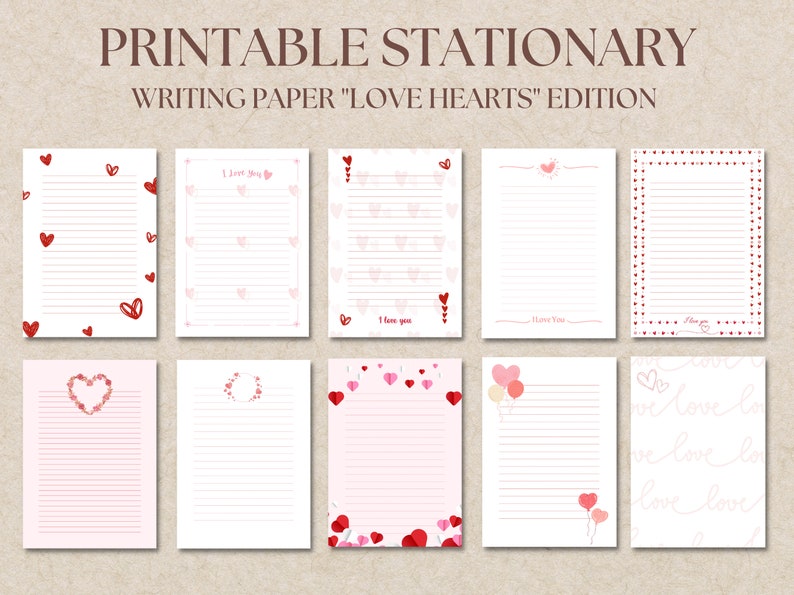 Printable Valentine’s Stationary, Printable Writing Paper, Printable ...