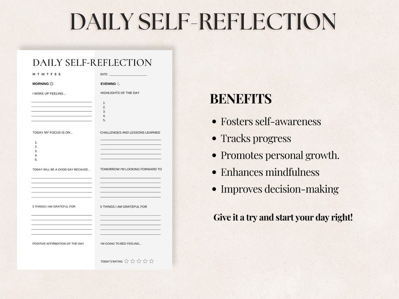 Daily Self-reflection: Self-care Journal for Morning and Evening ...