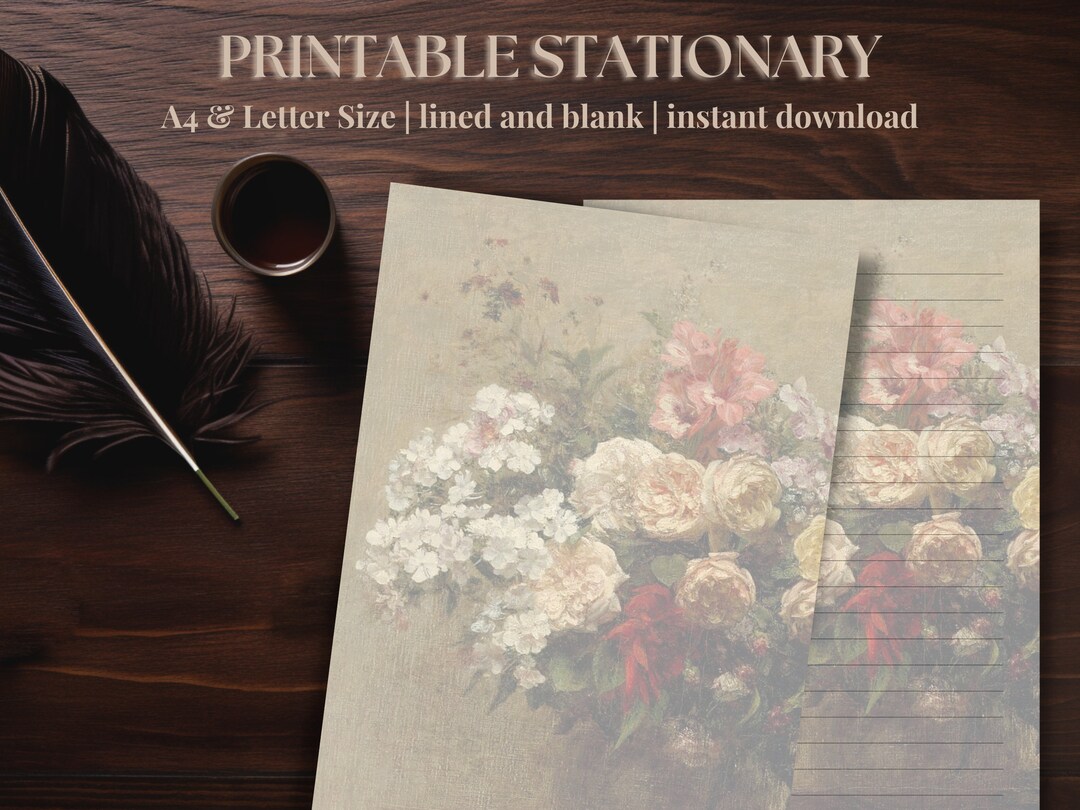 Vintage Floral Writing Paper Set - Elegant Stationary Summer Flower ...