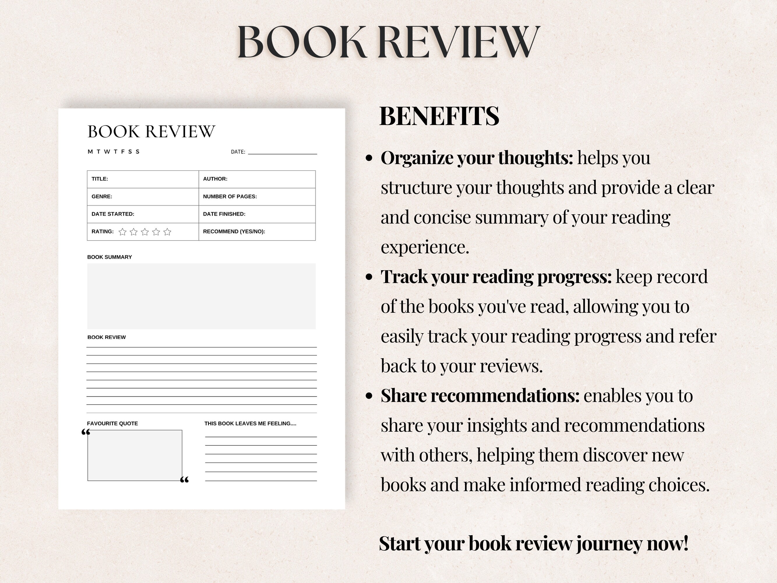 Printable Book Review Template: Review Your Books With This Simple ...
