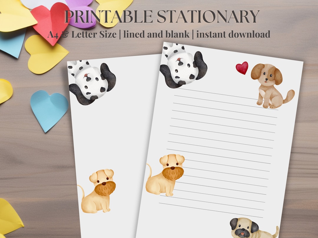 Cute Puppies Writing Paper for Dog Lovers - A4 and Letter Sizes ...