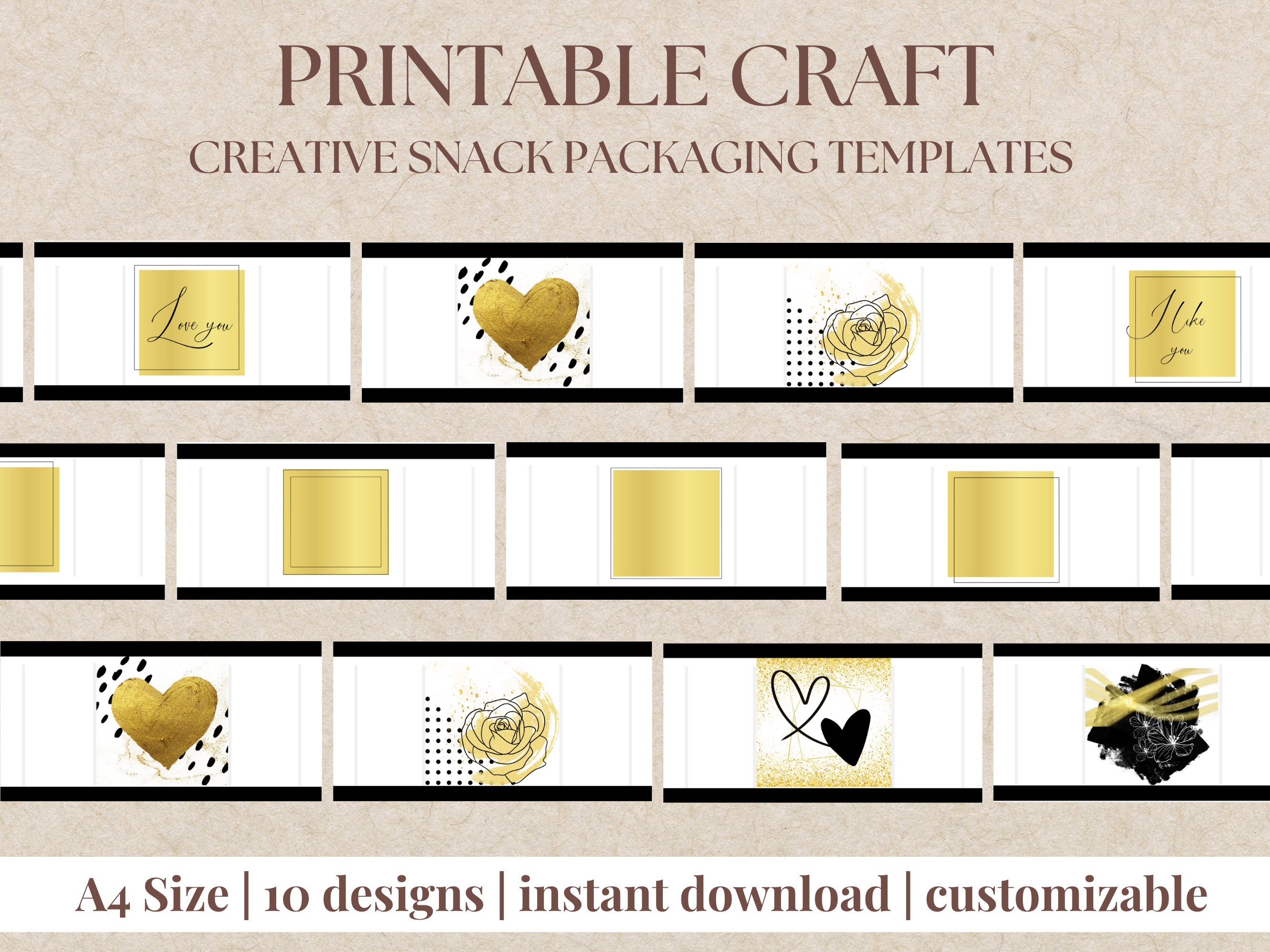 Printable Paper Craft | Snack Packaging Template | Paper Craft - Etsy