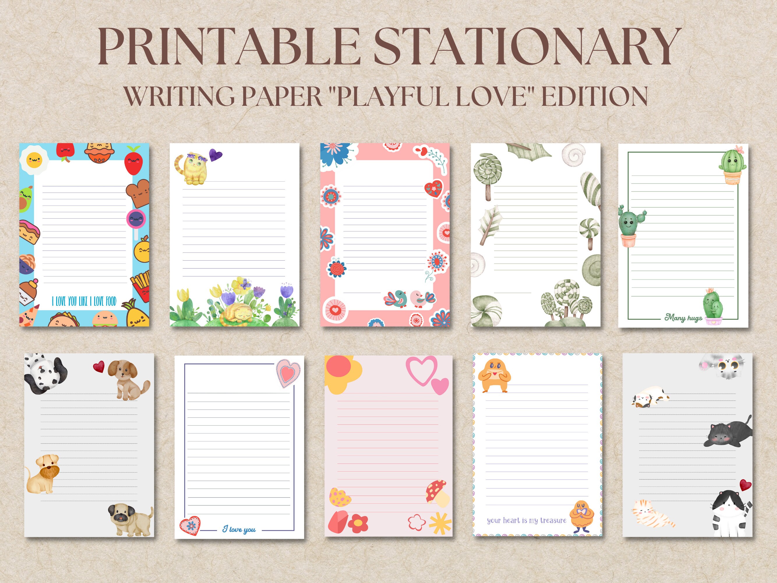 Valentine's Day Writing Paper, Playful Writing Paper, Penpal Paper - Etsy