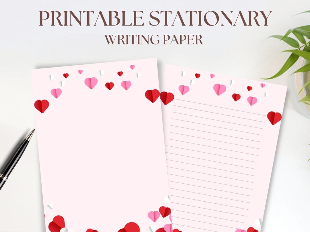 Love Letter Paper, Printable Writing Paper, Valentine's Day Paper ...