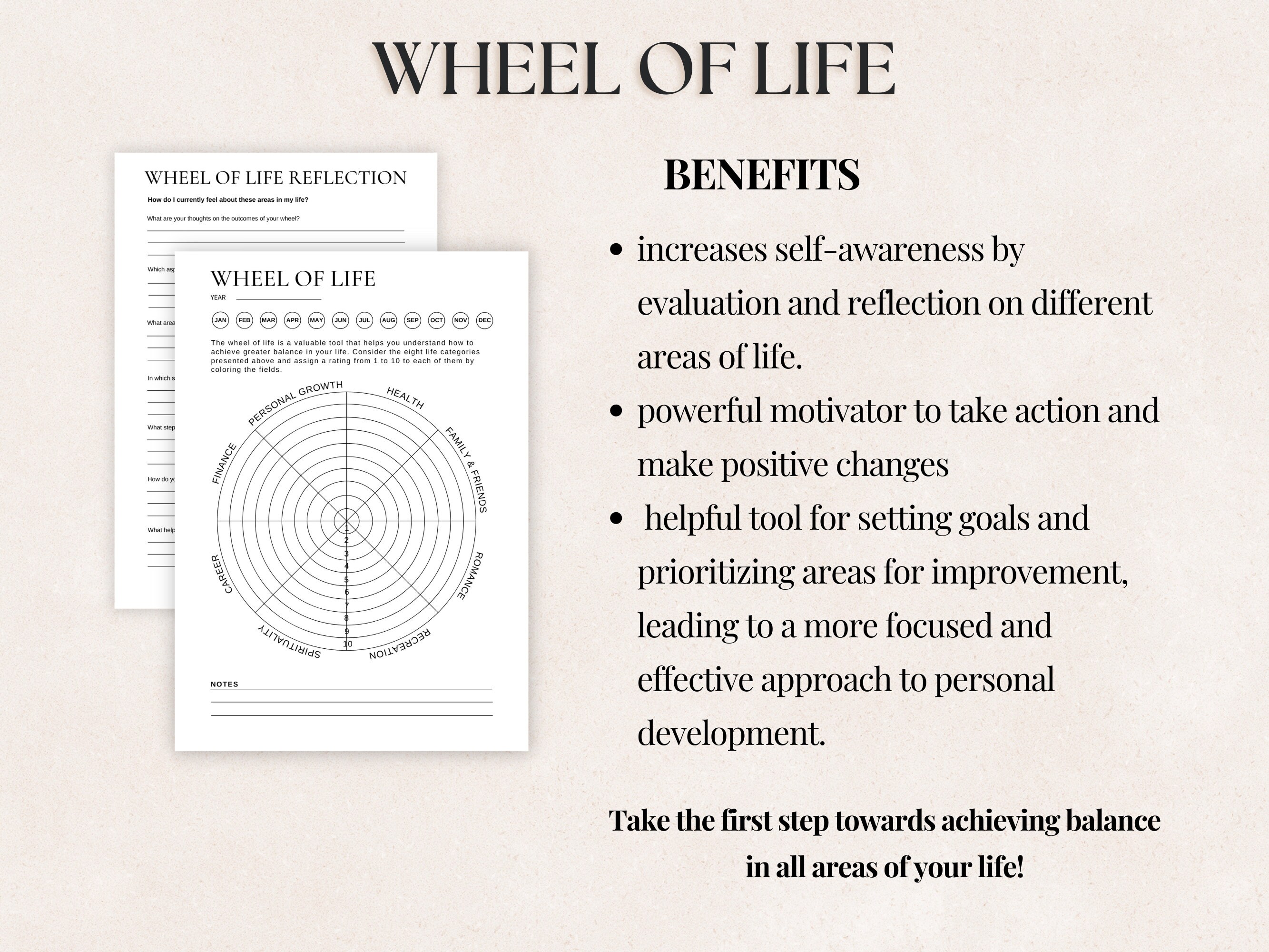 Printable Wheel of Life Bundle: Achieve Your Full Potential With the ...