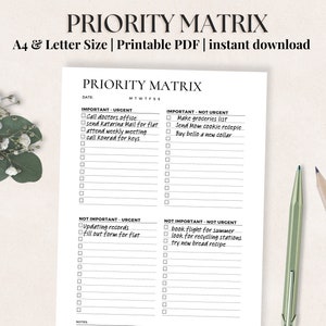 Printable Priority Matrix: Effective to Do List | A4 & Letter Size ...