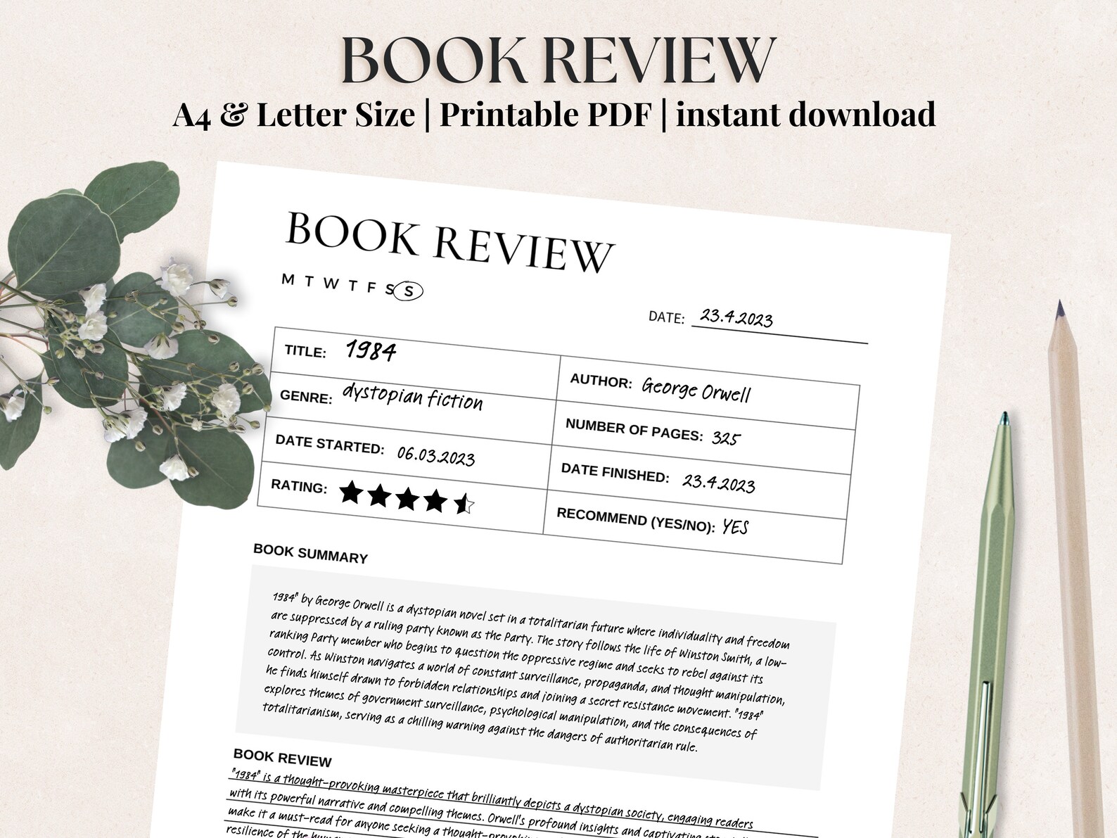 Printable Book Review Template: Review Your Books With This Simple ...