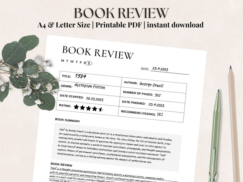 Printable Book Review Template: Review Your Books With This Simple ...