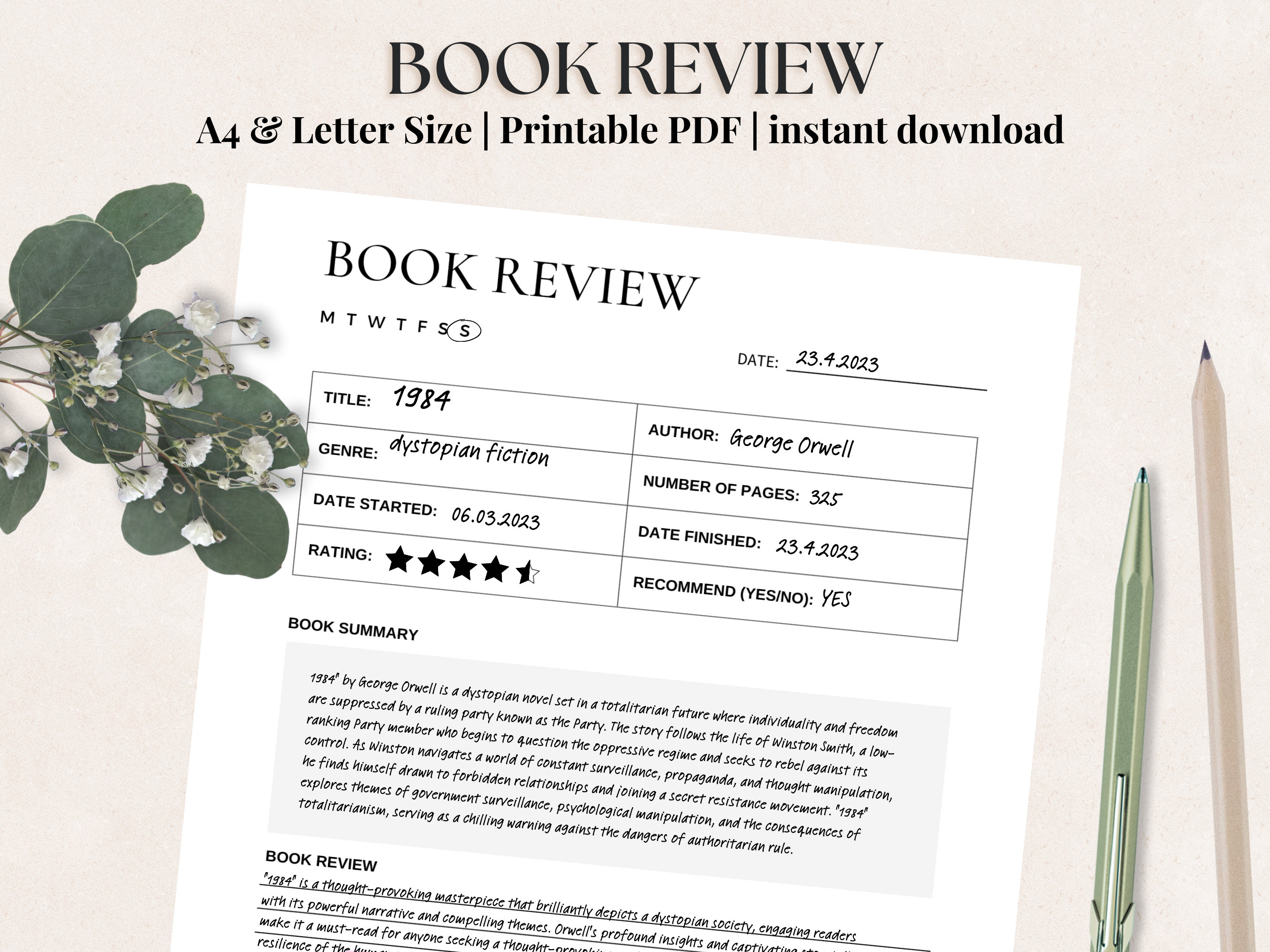 Printable Book Review Template: Review Your Books With This Simple ...