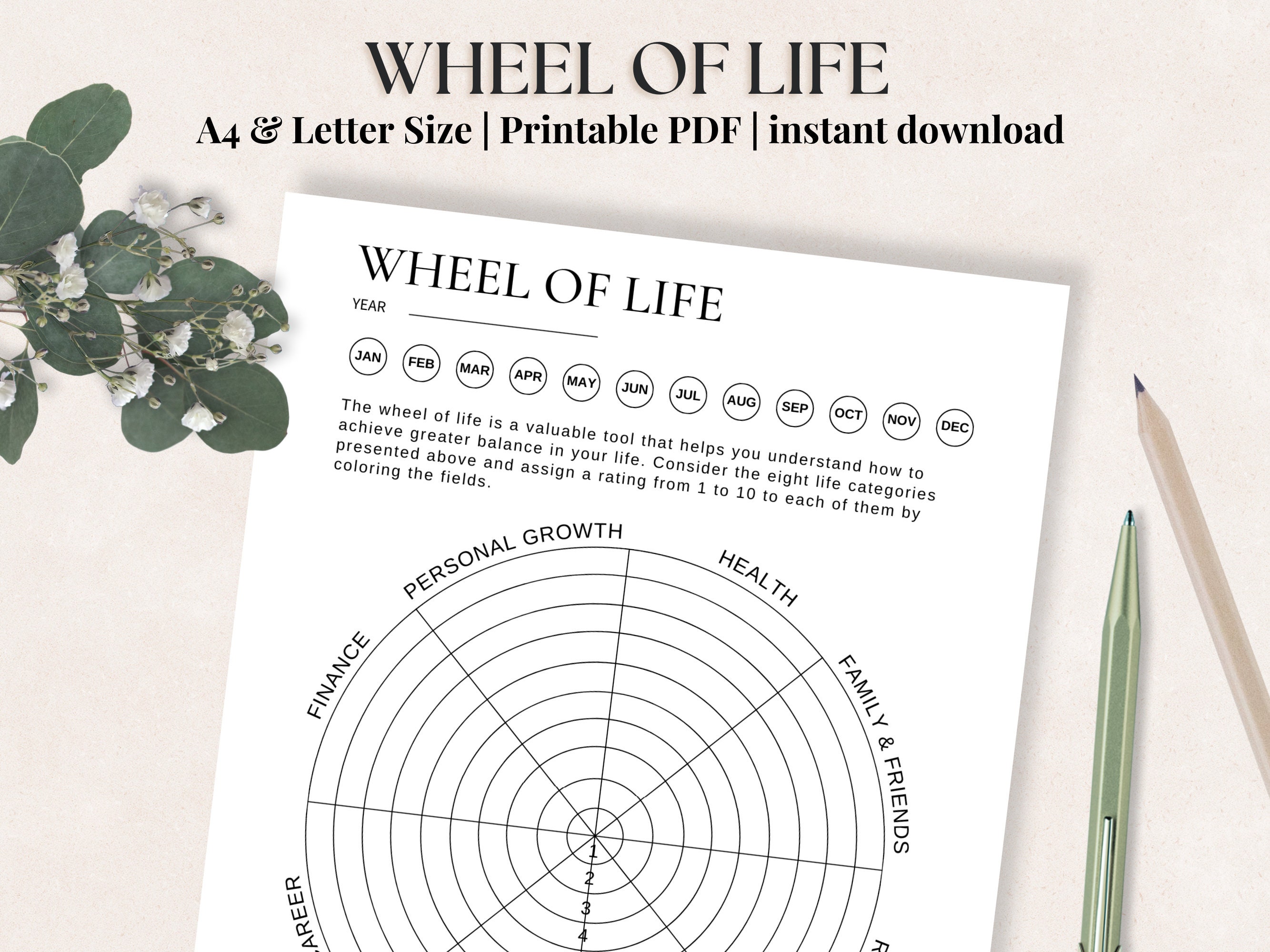 Printable Wheel of Life Bundle: Achieve Your Full Potential With the ...