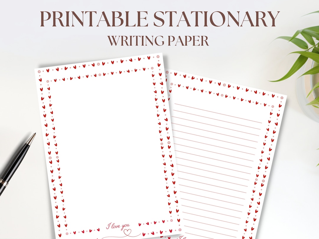 Love Letter Paper, Printable Writing Paper, Valentine's Day Paper ...