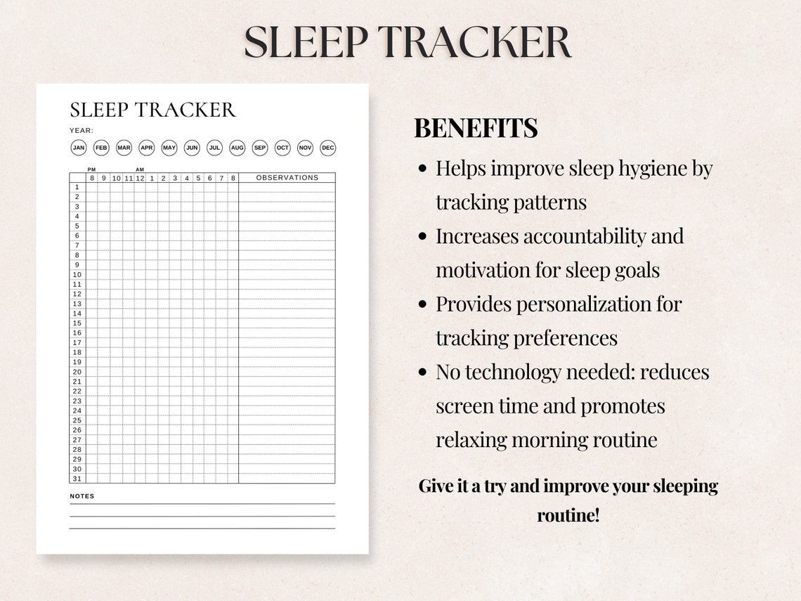 Minimalist Sleep Tracker: Printable Sleep Log | A4 & Letter Size ...