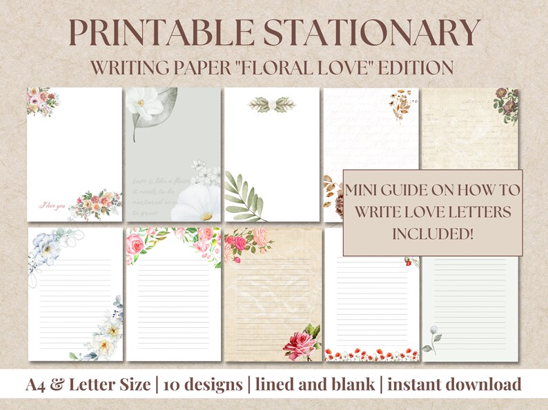 Printable Writing Paper, Printable Valentines Stationary, Printable ...