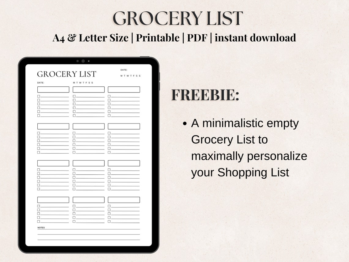 Printable Vegan Grocery List and Weekly Meal Planner Template ...