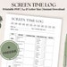 Weekly Screen Time Log: Keep Track of Your Screen Time Habit | Screen ...