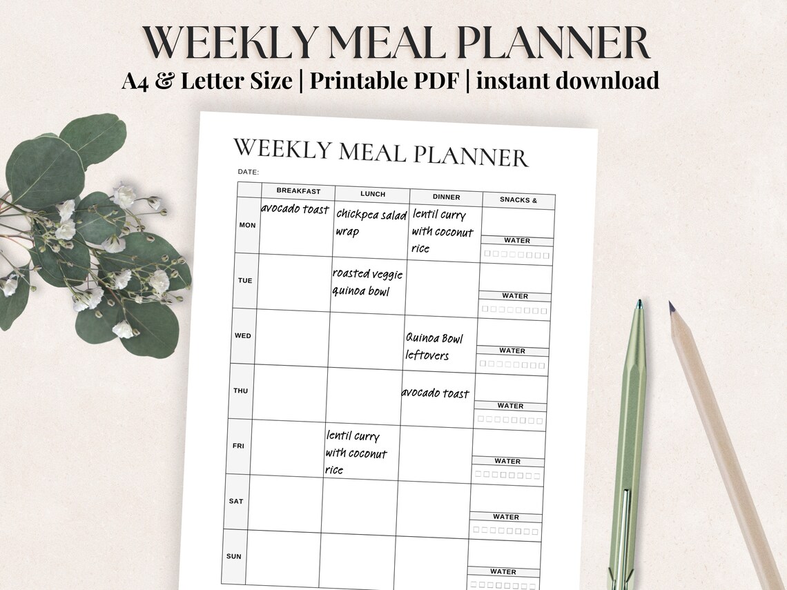 Printable Vegan Grocery List and Weekly Meal Planner Template ...