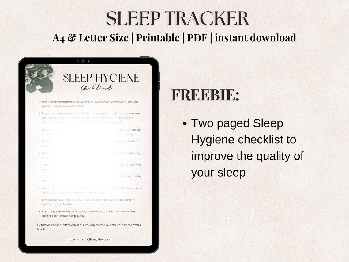 Minimalist Sleep Tracker: Printable Sleep Log | A4 & Letter Size ...