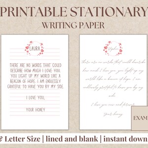 Printable Writing Paper, A4 and Letter Size, Simple Design - Etsy