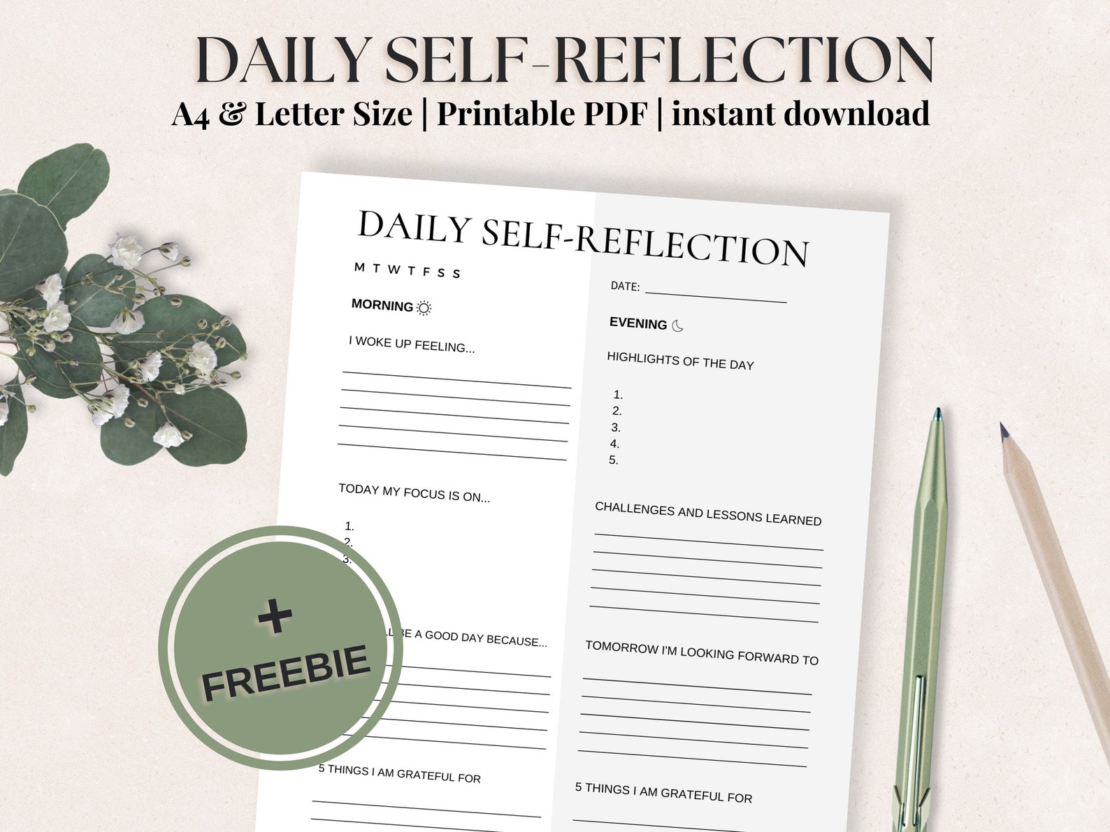 Daily Self-reflection: Self-care Journal for Morning and Evening ...