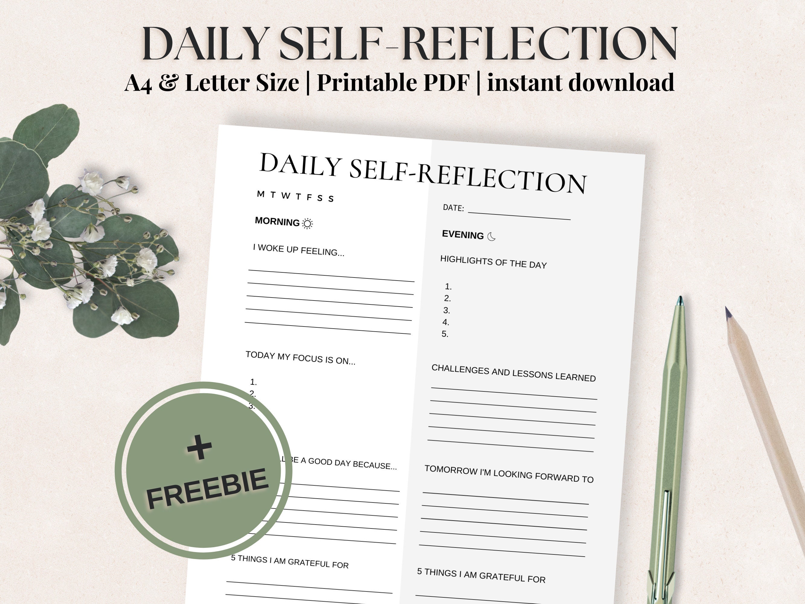 Daily Self-reflection: Self-care Journal for Morning and Evening ...