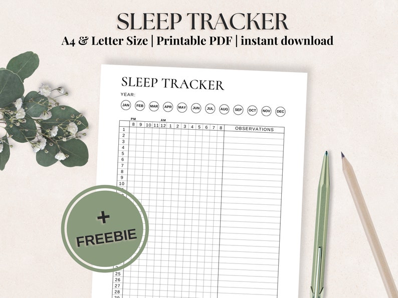 Minimalist Sleep Tracker: Printable Sleep Log | A4 & Letter Size ...