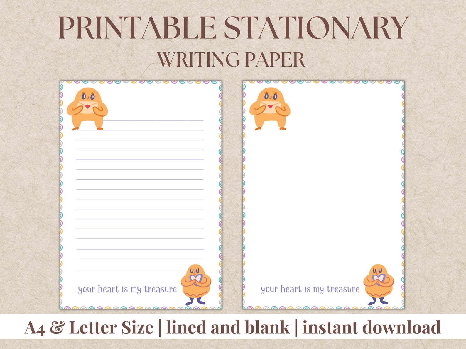 Penpal Letter Printable, A4 and Letter Size, Printable Writing Paper ...