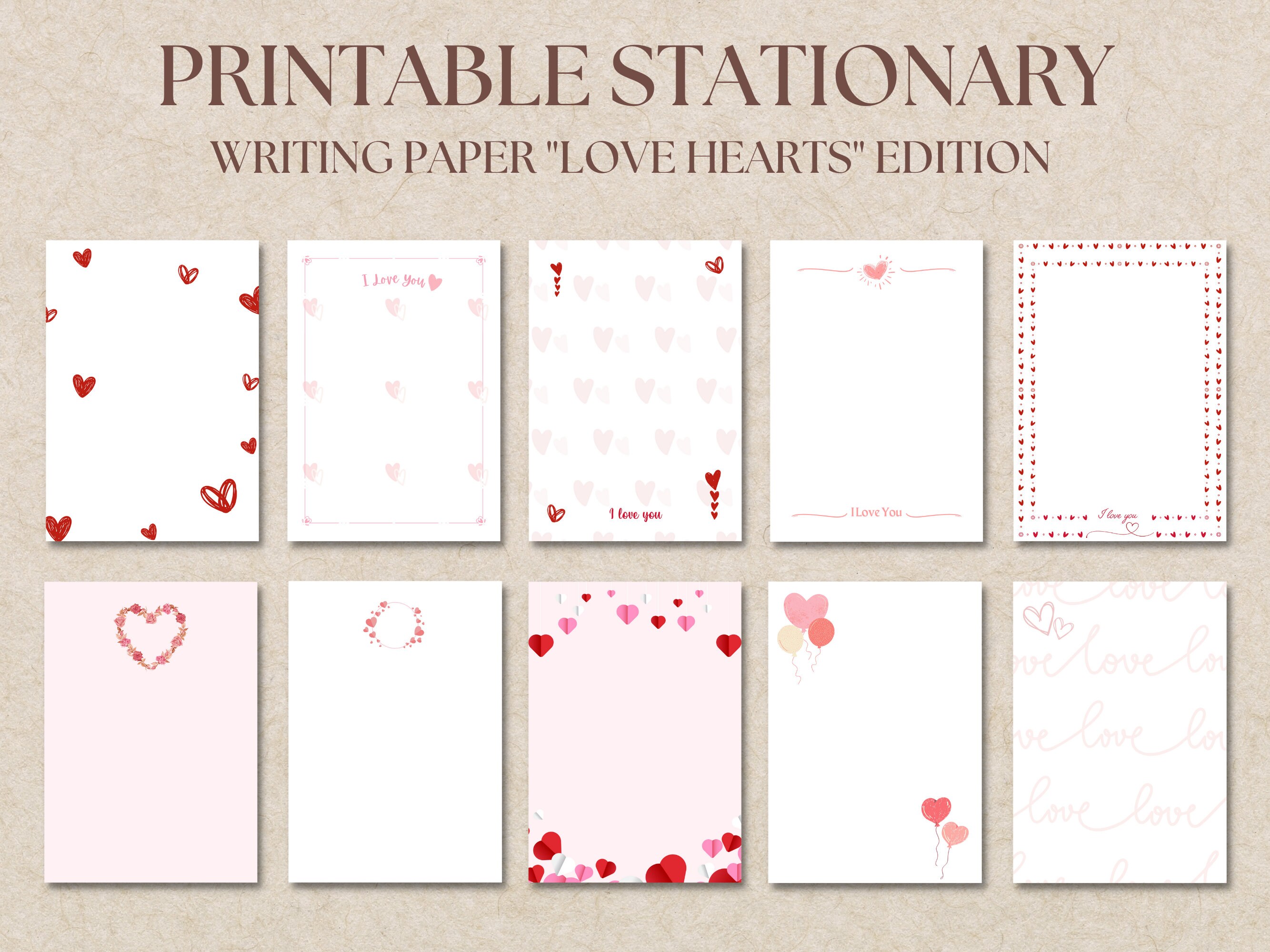 Printable Valentine’s Stationary, Printable Writing Paper, Printable ...