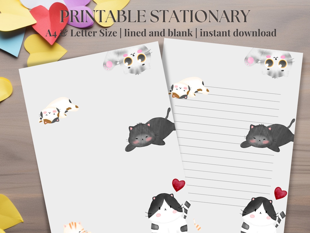 Purrfect Printable Letter for Cat Lovers -A4 & Letter Size, Cute Cats ...