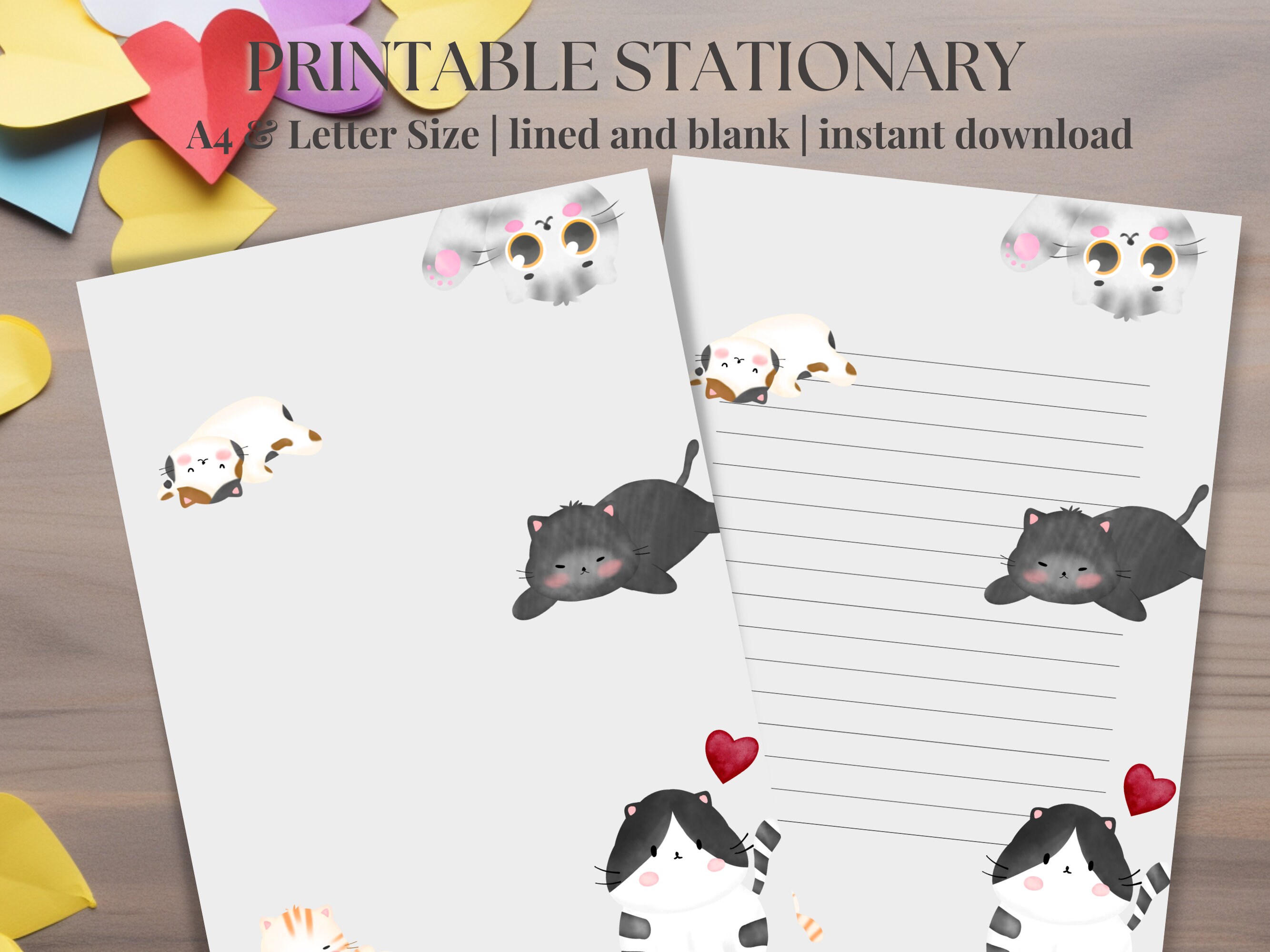 Purrfect Printable Letter for Cat Lovers -A4 & Letter Size, Cute Cats ...