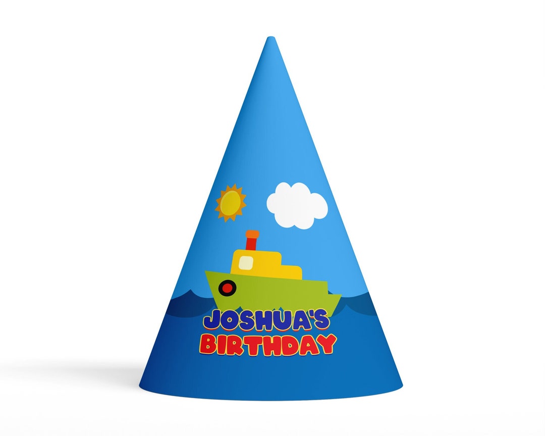 Personalised Transport, Boat, Ship Theme Party Hats Pack of 10 Add a ...