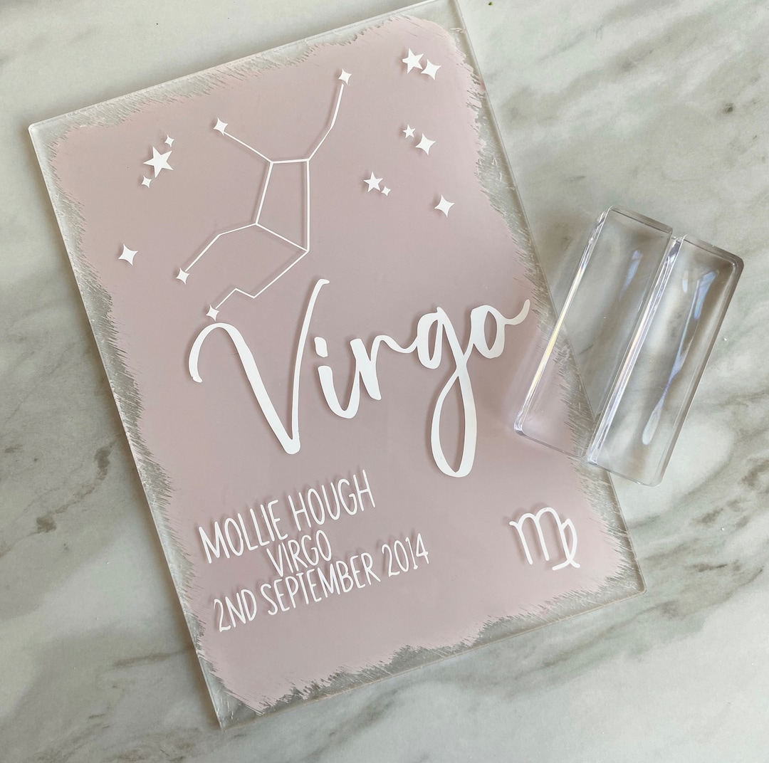 Star Sign Gift/ Zodiac Sign/ Acrylic Star Sign/ Personalised Virgo Sign ...