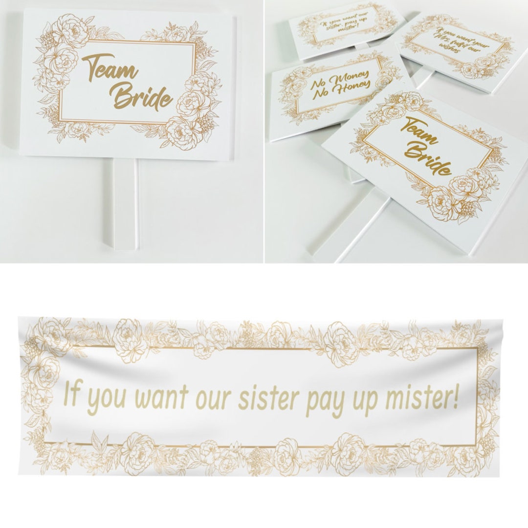 Pay up Mister Signs Bundle Wedding Gate Signs Gateway Wedding Signs No ...