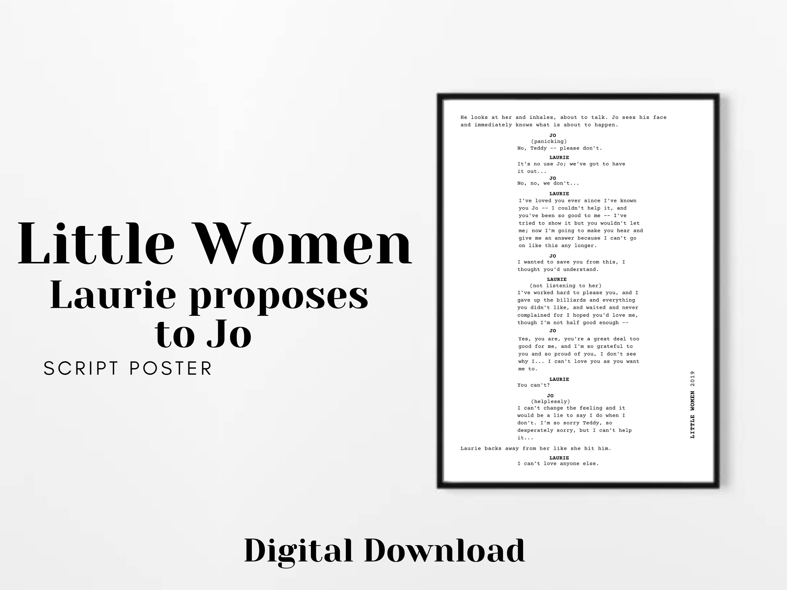 Digital Download Laurie Proposes to Jo Little Women Screenplay Poster ...