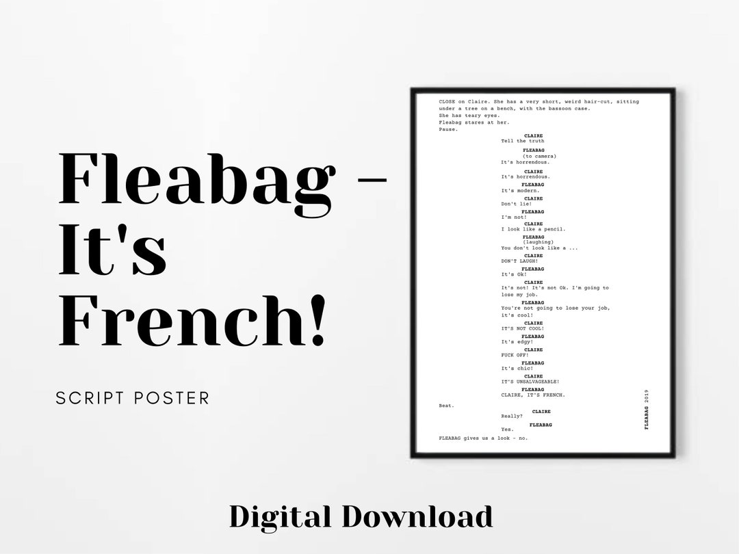 Digital Download Fleabag, it's French Screenplay Poster - Etsy UK