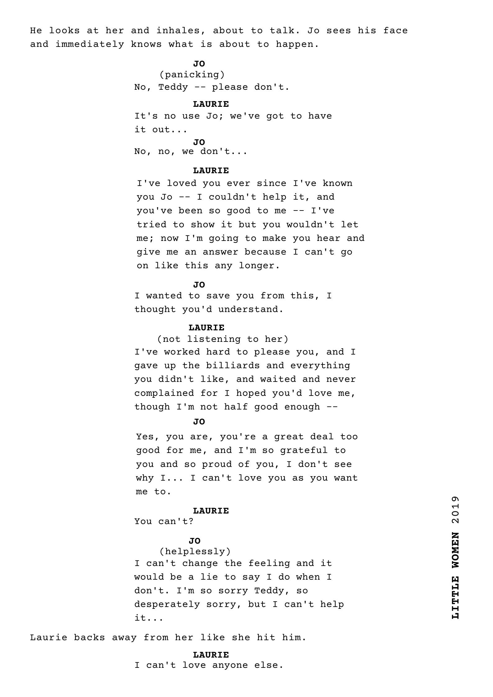 Digital Download Laurie Proposes to Jo Little Women Screenplay Poster ...