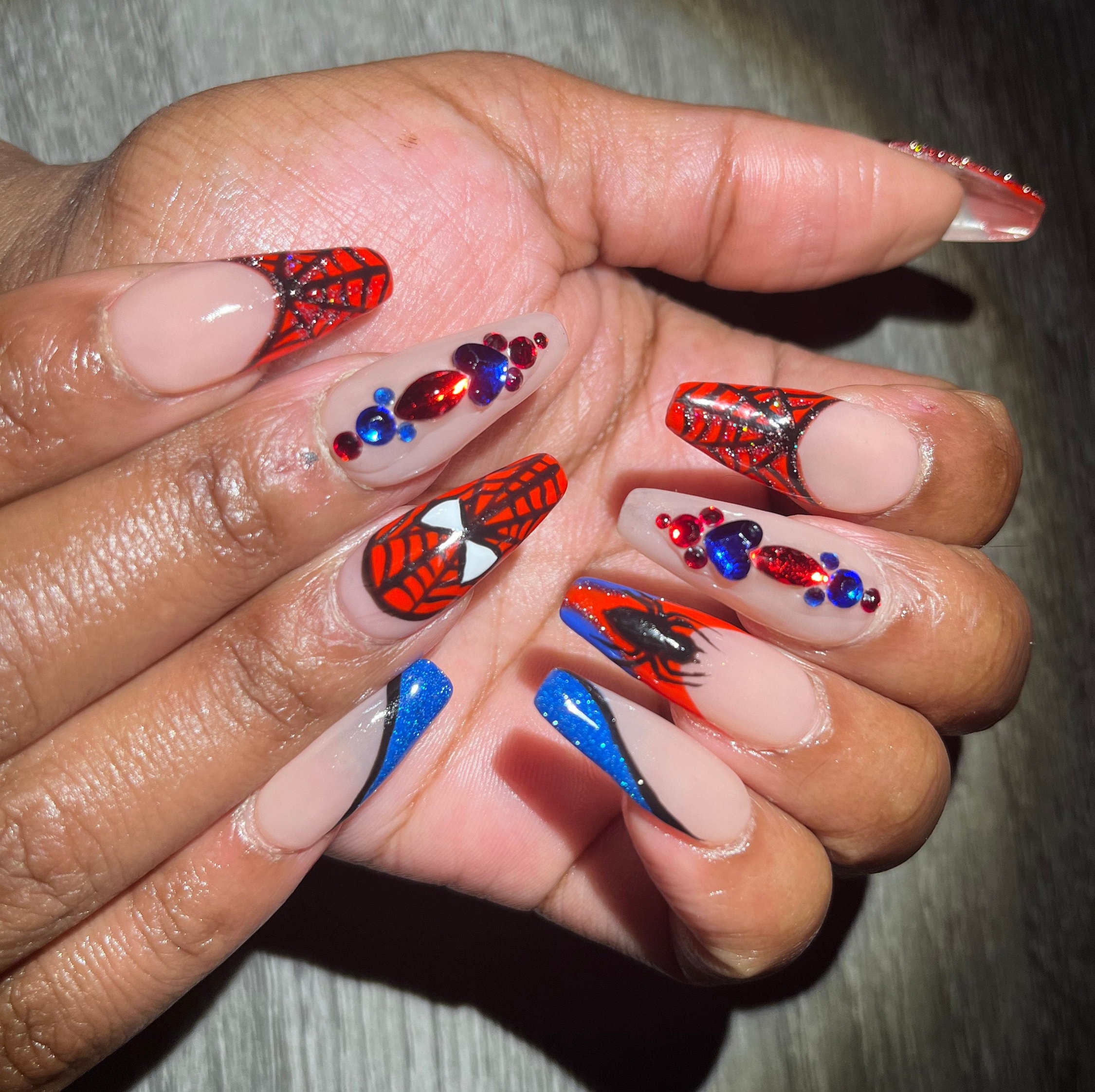 Spiderman Acrylic Nails