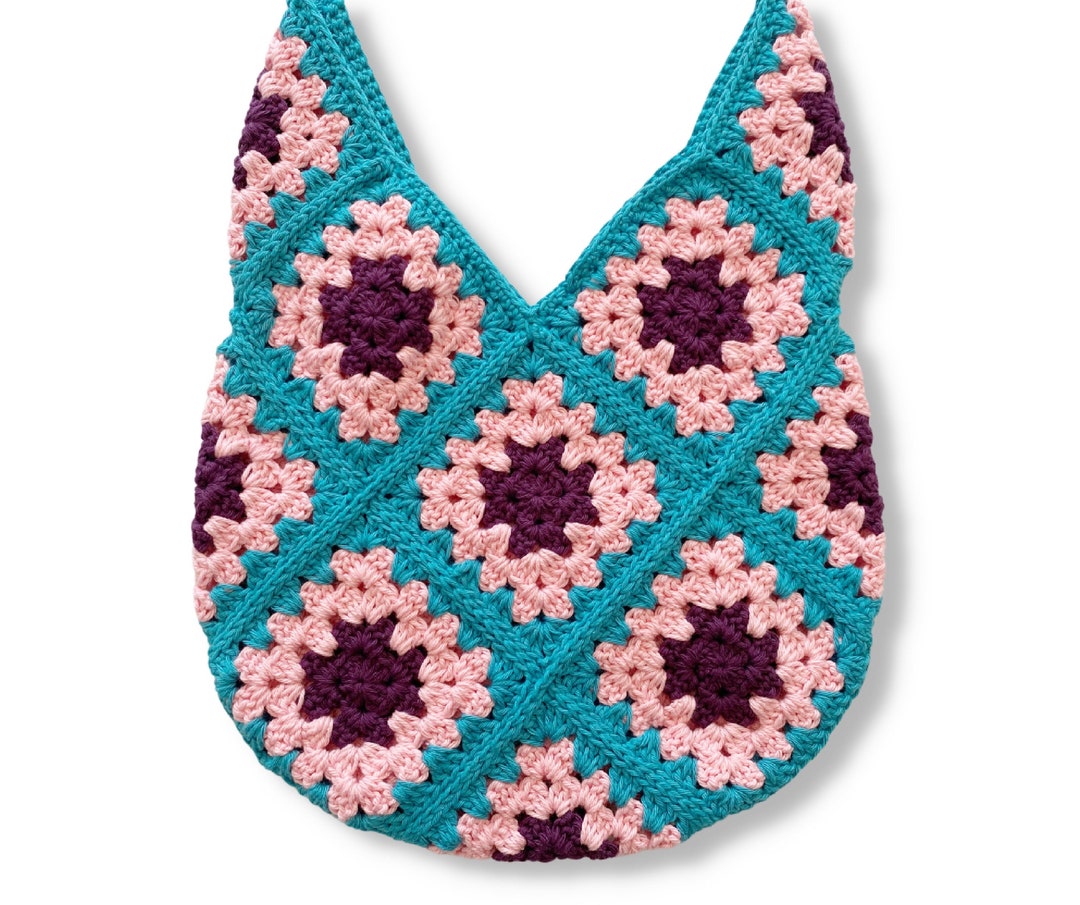 SHAKIRA Granny Square Bag 100% Natural Cotton Crochet Shoulder Tote ...