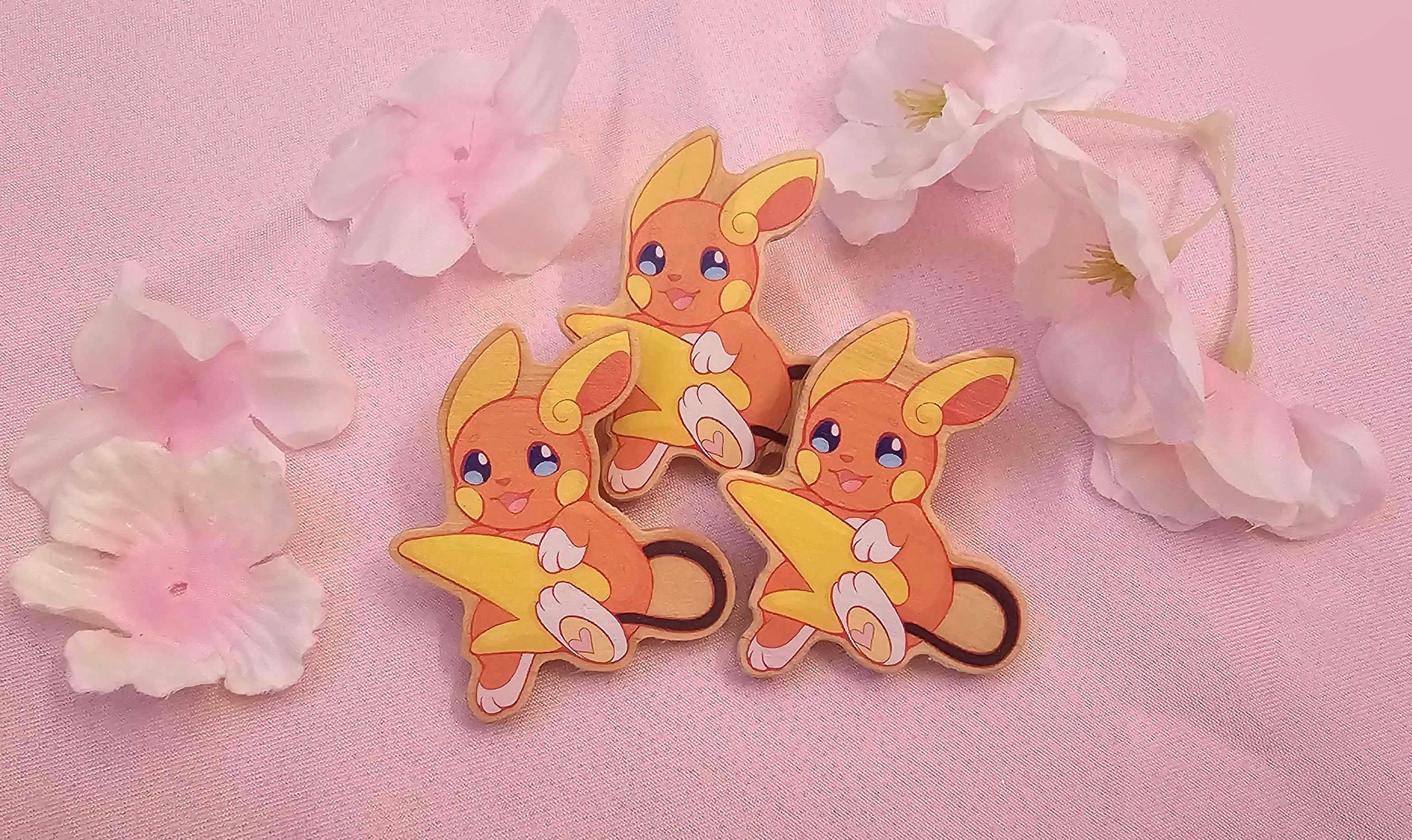 Pokémon Hearts and Roses Wooden Enamel Pins W/ FREE Sticker | Mew ...