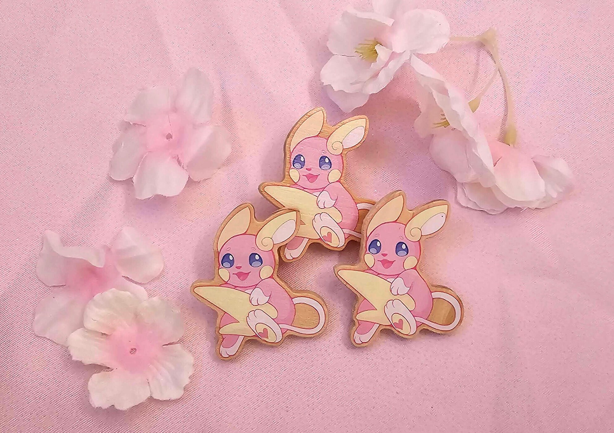 Pokémon Hearts and Roses Wooden Enamel Pins W/ FREE Sticker | Mew ...