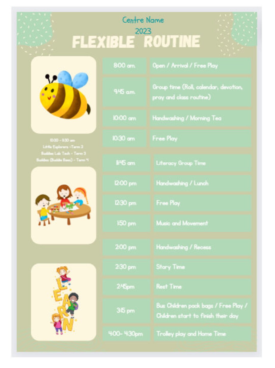 Preschool - Flexible Routine - Etsy