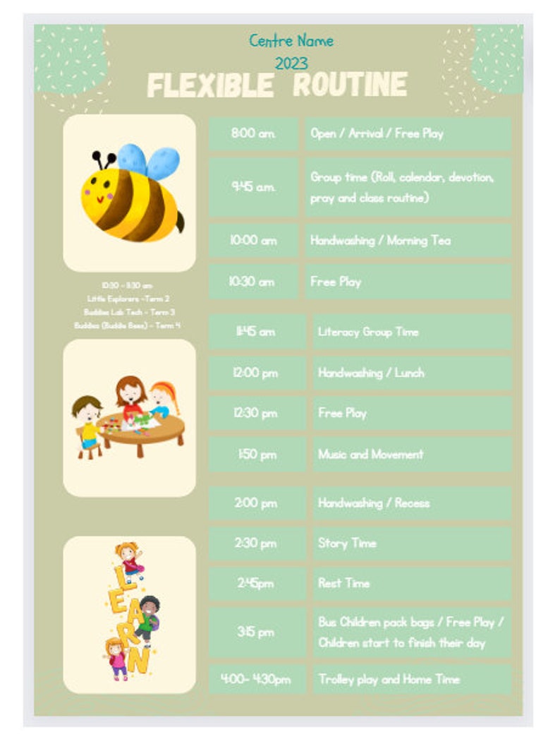 Preschool - Flexible Routine - Etsy