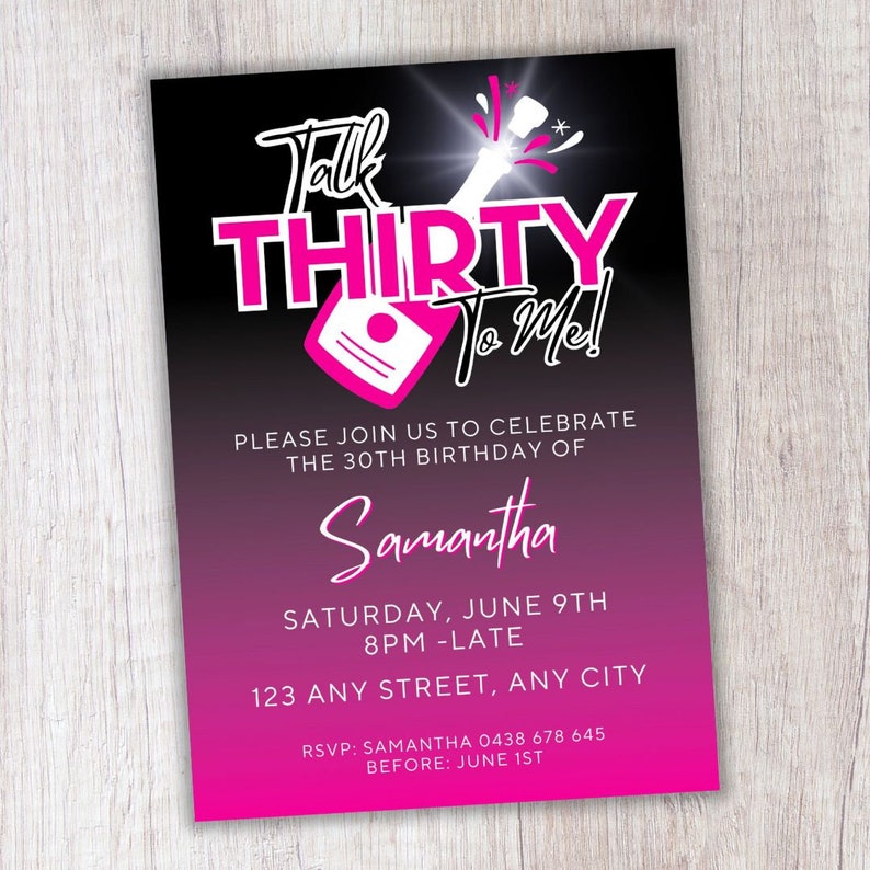 Editable Talk Thirty to Me Birthday Invitation Template, Printable ...