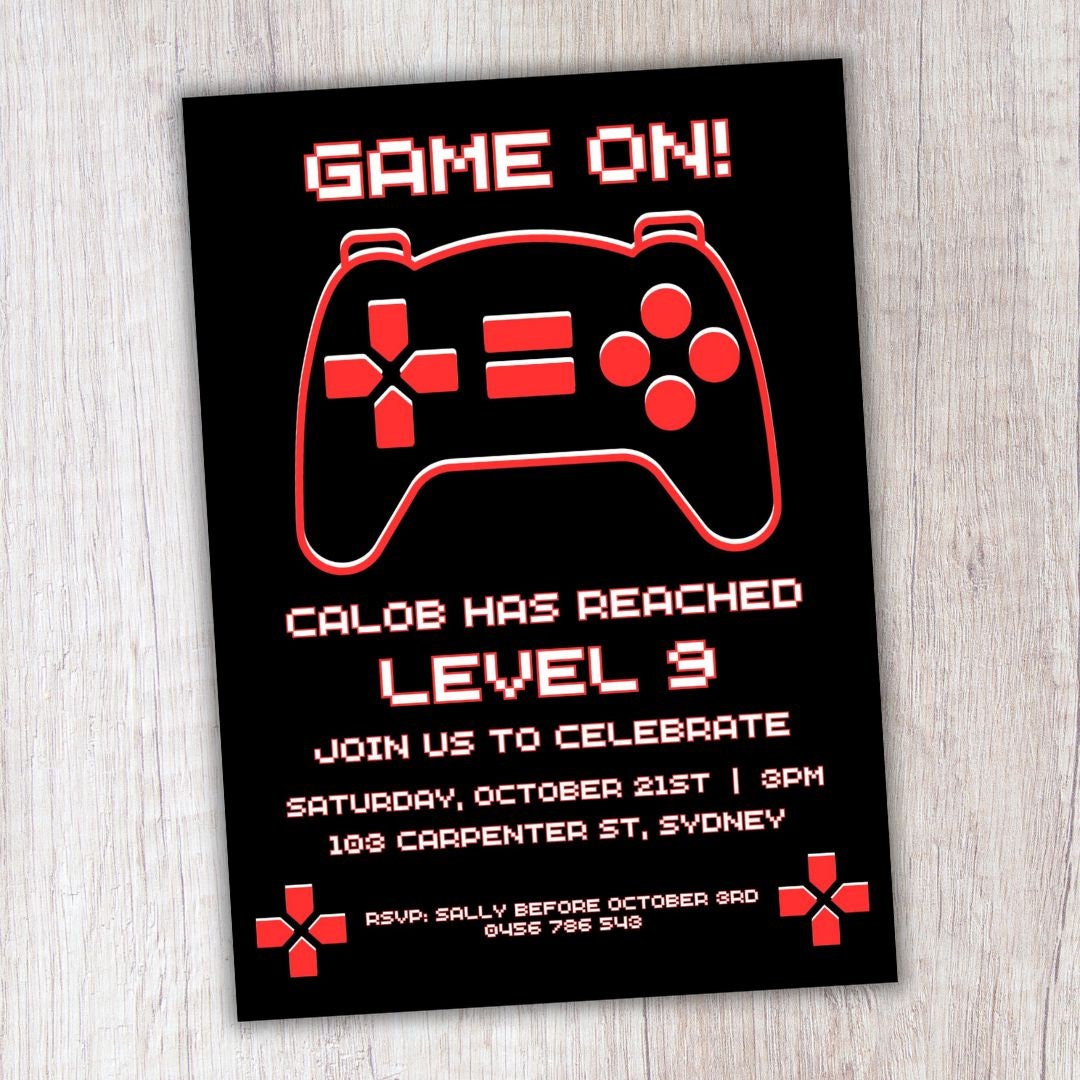 Editable Gamer Birthday Invitation Template Printable - Etsy